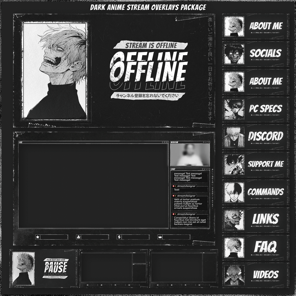 Dark Anime Stream Package – BIGBRAUZ OVERLAYS
