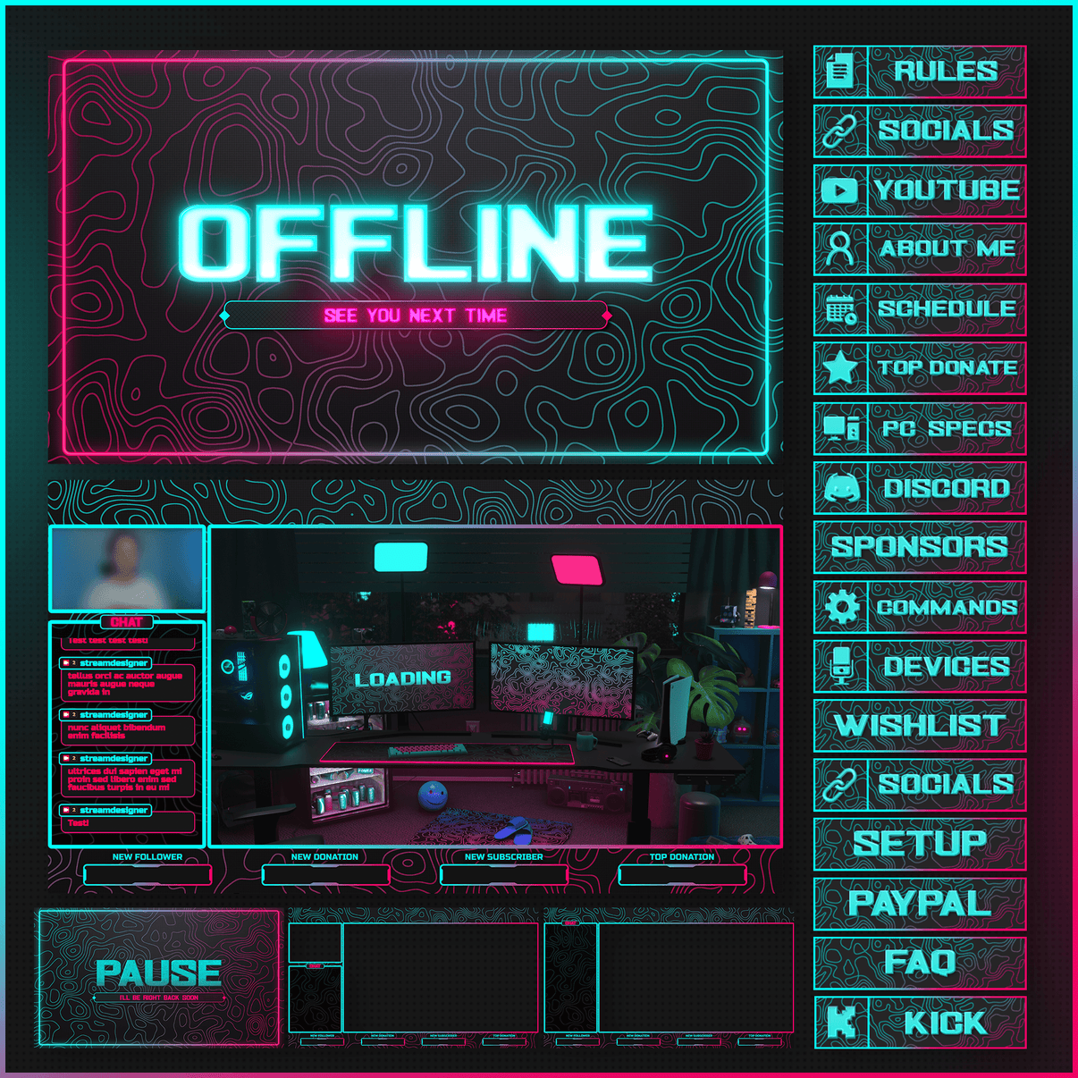 NEON Stream overlays package – BIGBRAUZ OVERLAYS