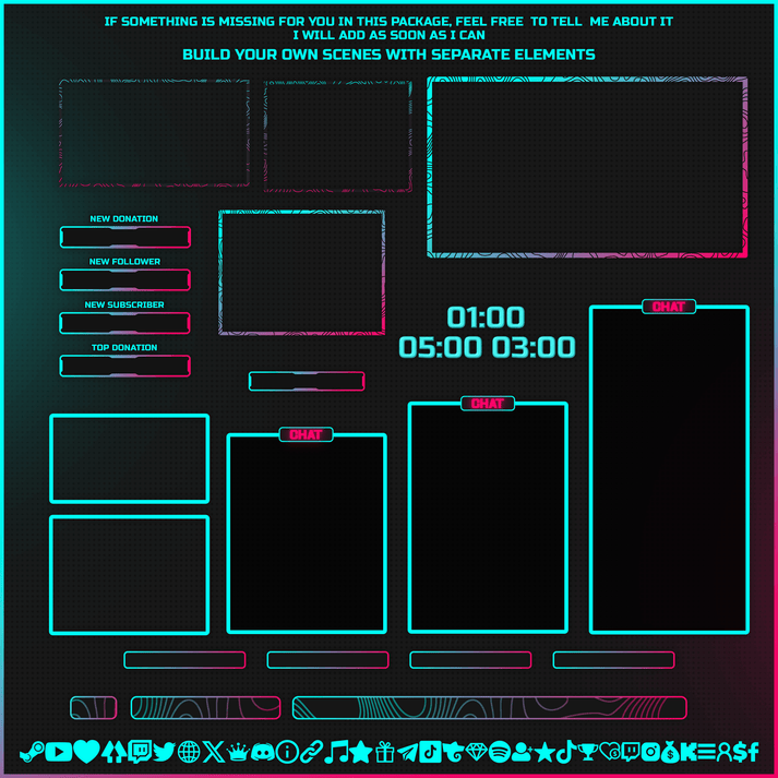 NEON Stream overlays package – BIGBRAUZ OVERLAYS