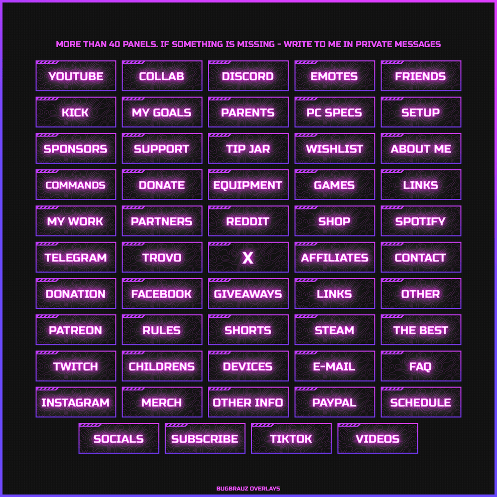 DARK PURPLE NEON stream overlays package – BIGBRAUZ OVERLAYS